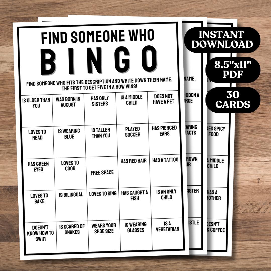 Find Someone Who Bingo, Get to Know You Bingo, Printable Icebreaker ...