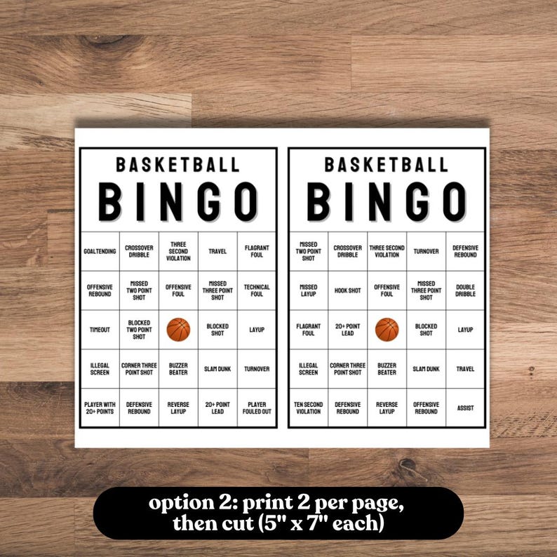 Basketball Bingo, 30 Unique Printable Basketball Bingo Cards ...