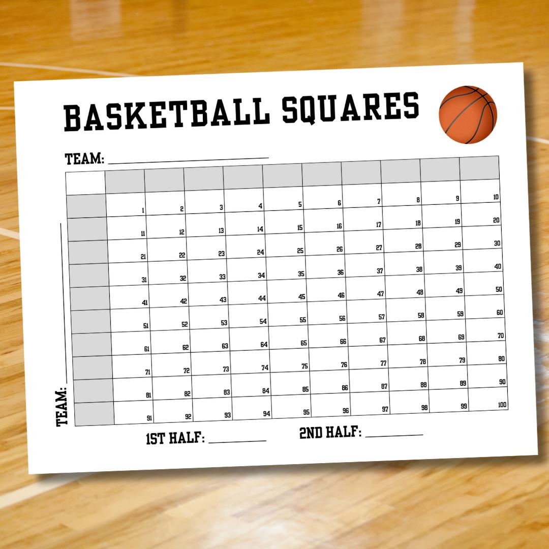 Editable Basketball Squares Template, Basketball Fundraiser, 100 ...