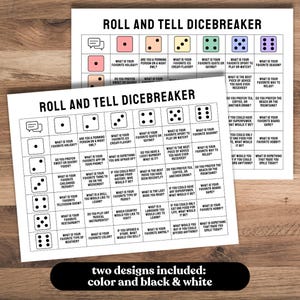 Editable Dicebreaker Roll and Tell Game, Table Talk Dice, Editable ...