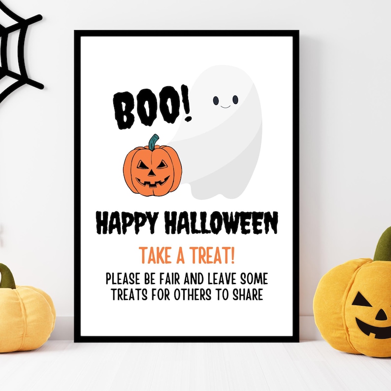 Halloween Candy Bowl Sign: Please Take One Sign, Trick or Treat Porch ...