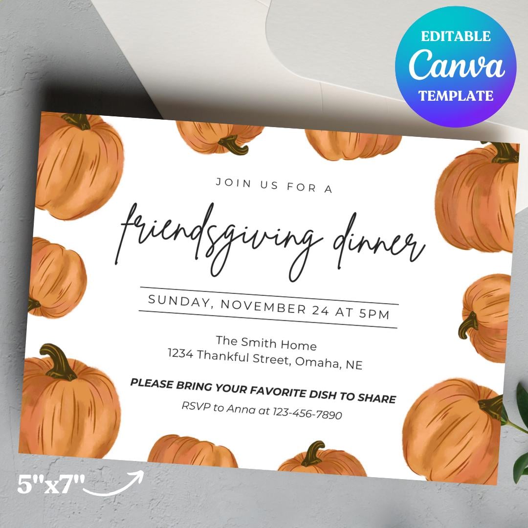 Friendsgiving Dinner Invitation, Editable Friendsgiving Dinner Invite ...