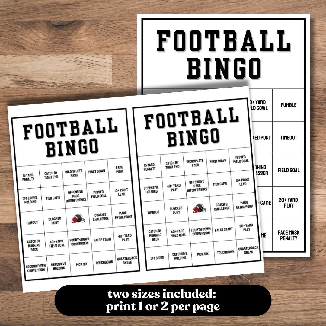 Football Bingo, 30 Unique Printable Football Bingo Cards, Football ...