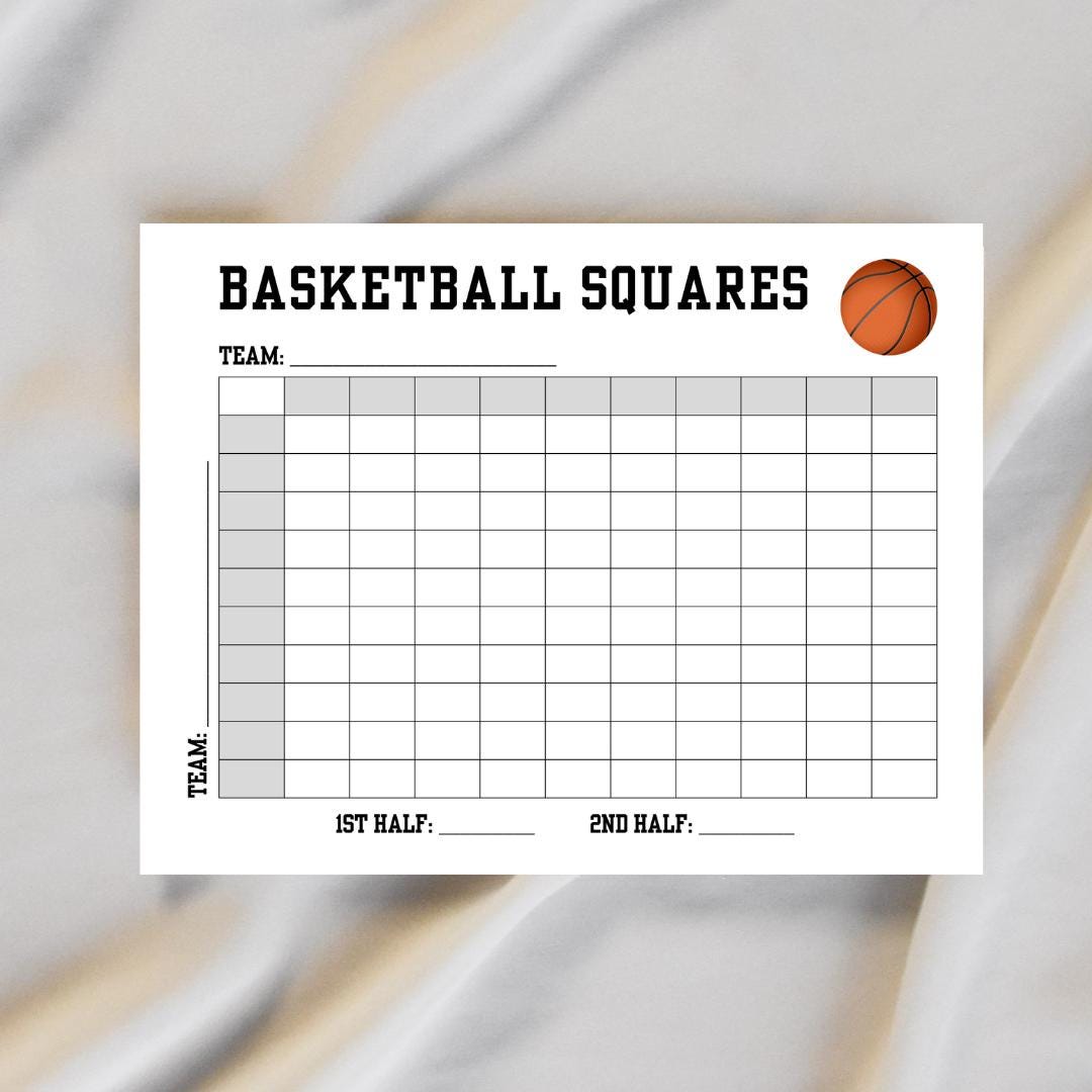 100 Basketball Squares Game, Basketball Squares Printable, Basketball ...