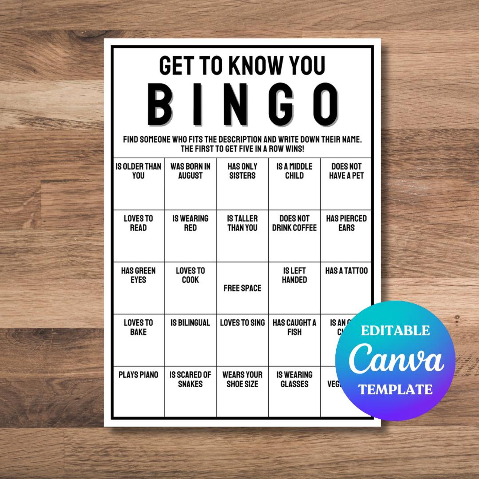 Editable Get to Know You Bingo, Printable Icebreaker Activity, Find ...