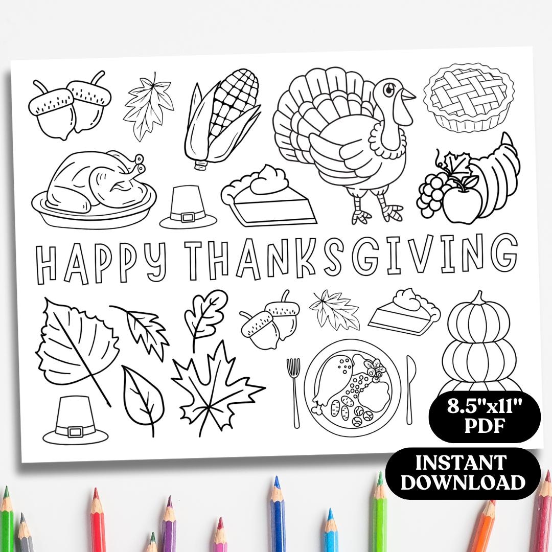 Thanksgiving Coloring Page, Thanksgiving Coloring Sheet, Printable ...