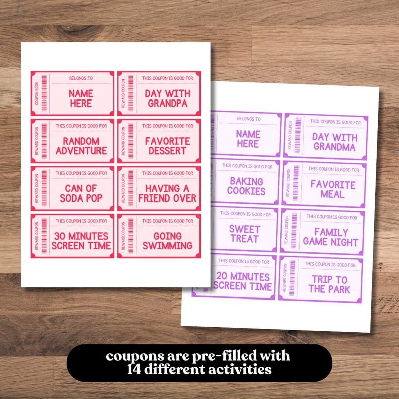 Kids Reward Coupons Canva Template, Editable Coupon Book, Kids Rewards ...