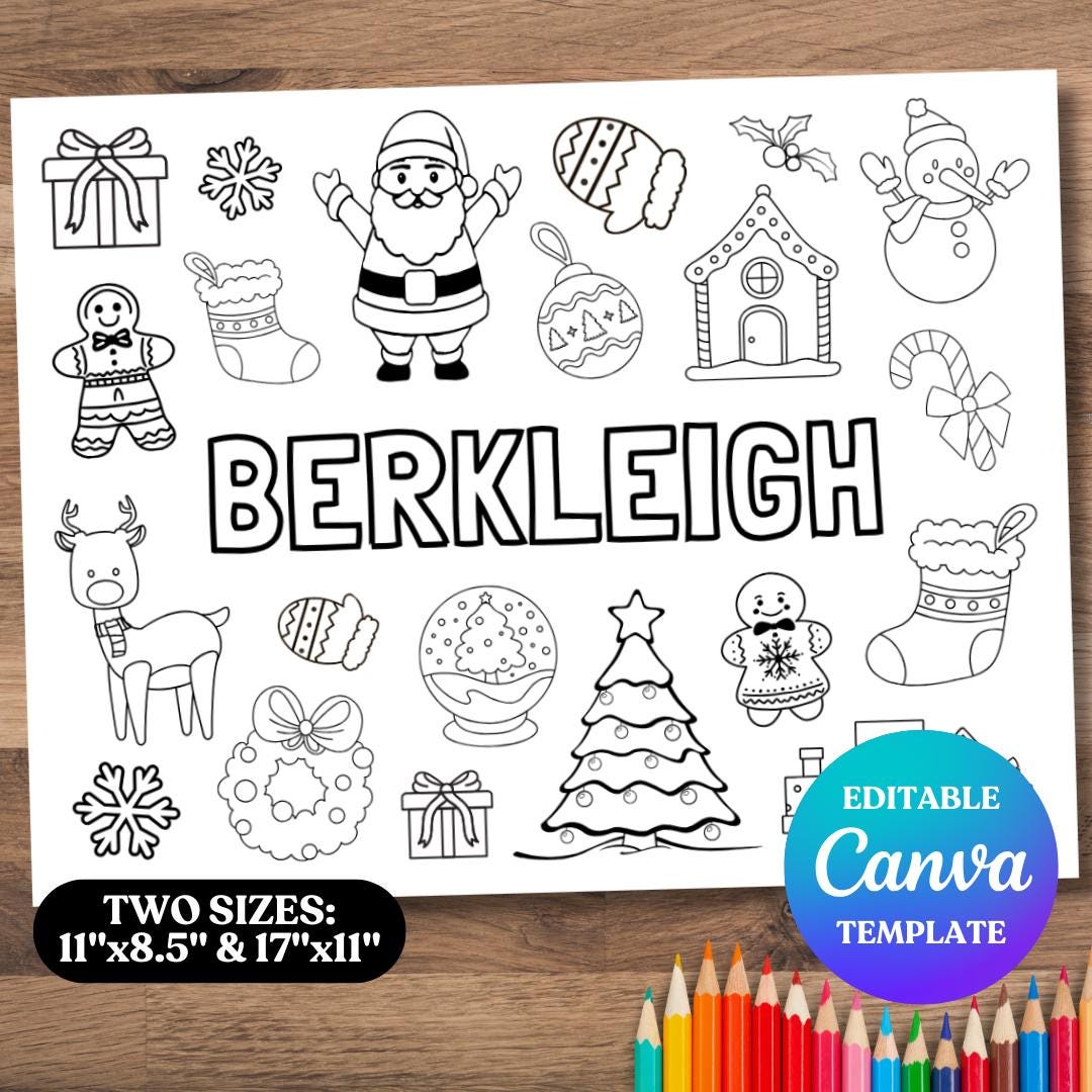 EDITABLE Christmas Placemat for Kids, Personalized Christmas Placemat ...