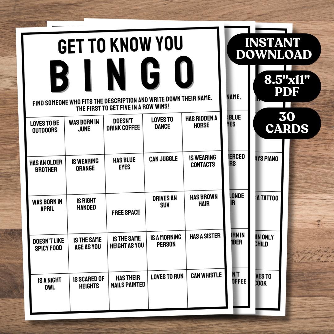 Get to Know You Bingo, Printable Icebreaker Activity, Find Someone Who ...
