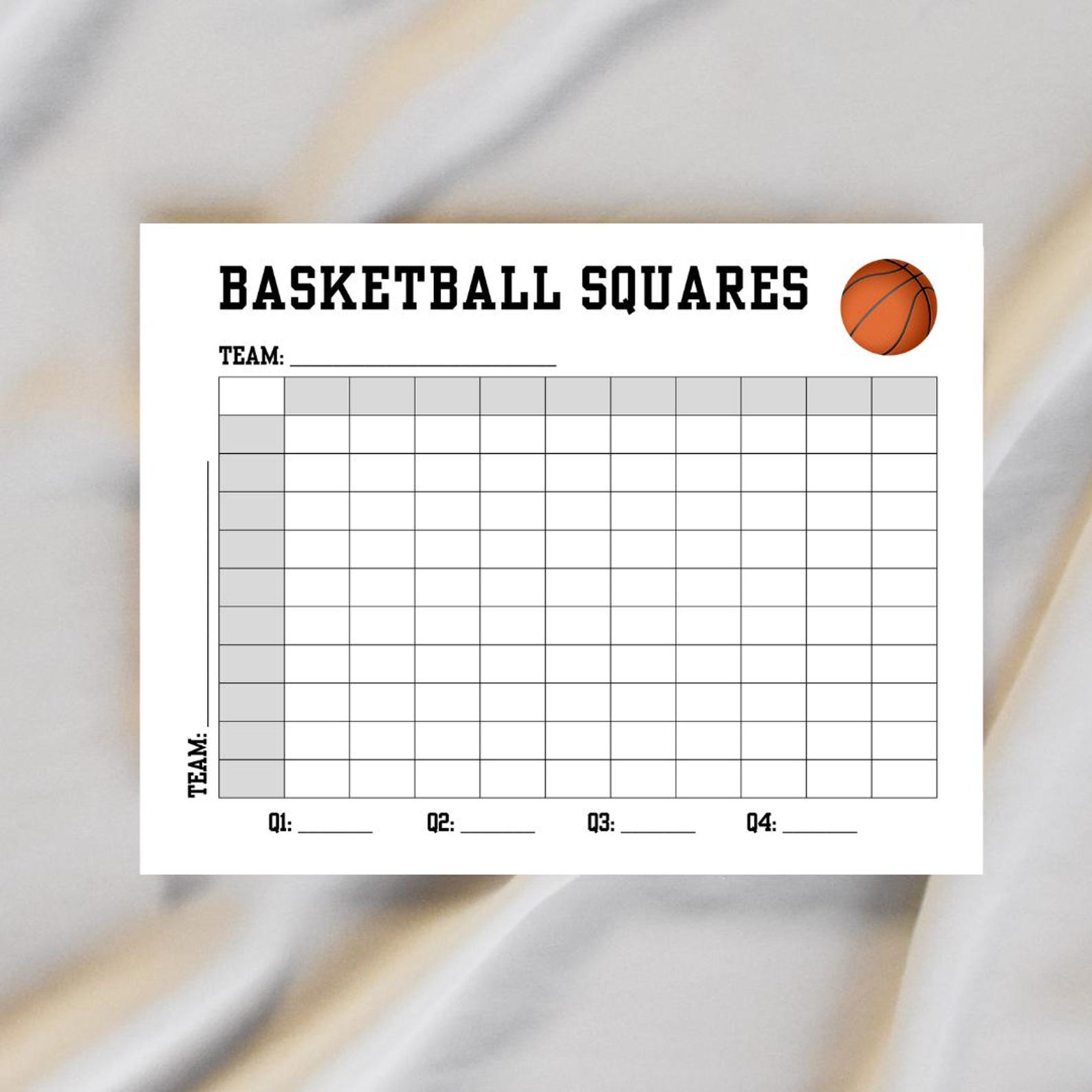 Basketball Squares Printable, 100 Basketball Squares Game, Basketball ...