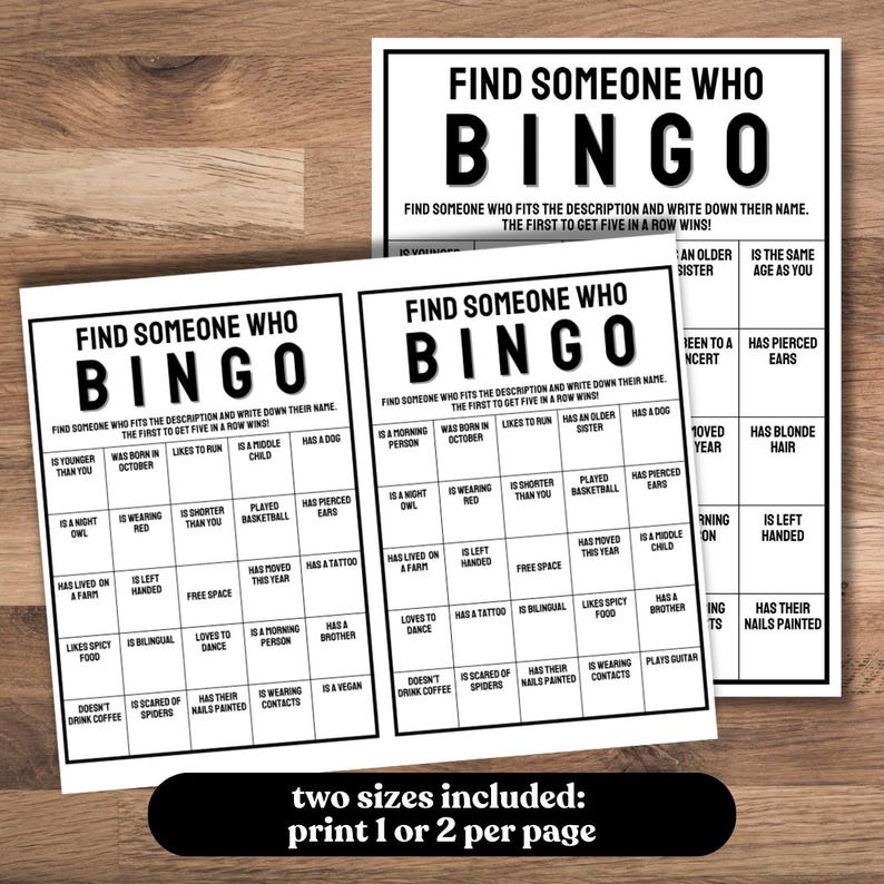 Find Someone Who Bingo, Get to Know You Bingo, Printable Icebreaker ...