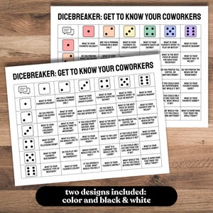 Editable Dicebreaker, Coworker Icebreaker Questions, Conversation ...