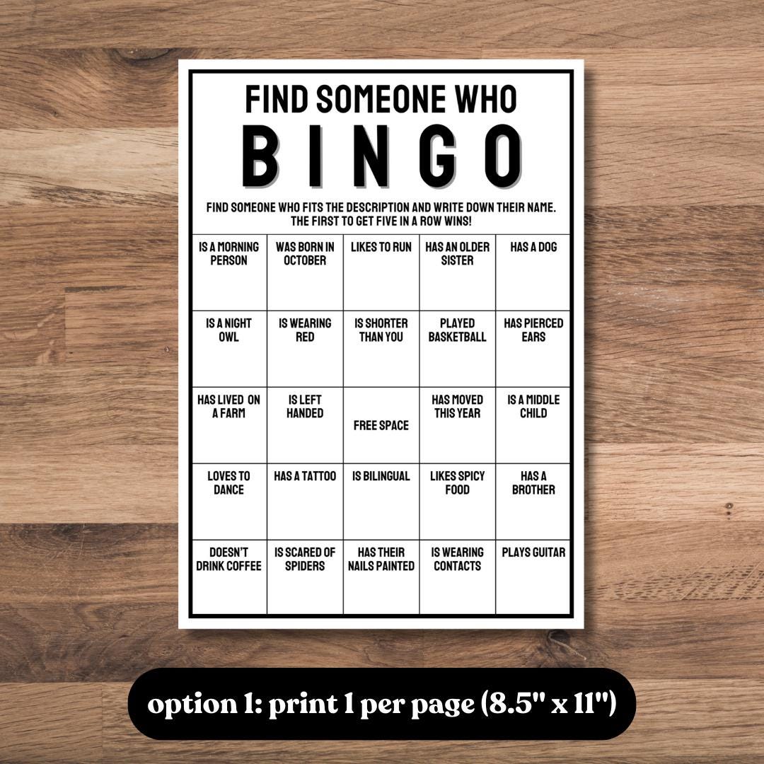 Find Someone Who Bingo, Get to Know You Bingo, Printable Icebreaker ...