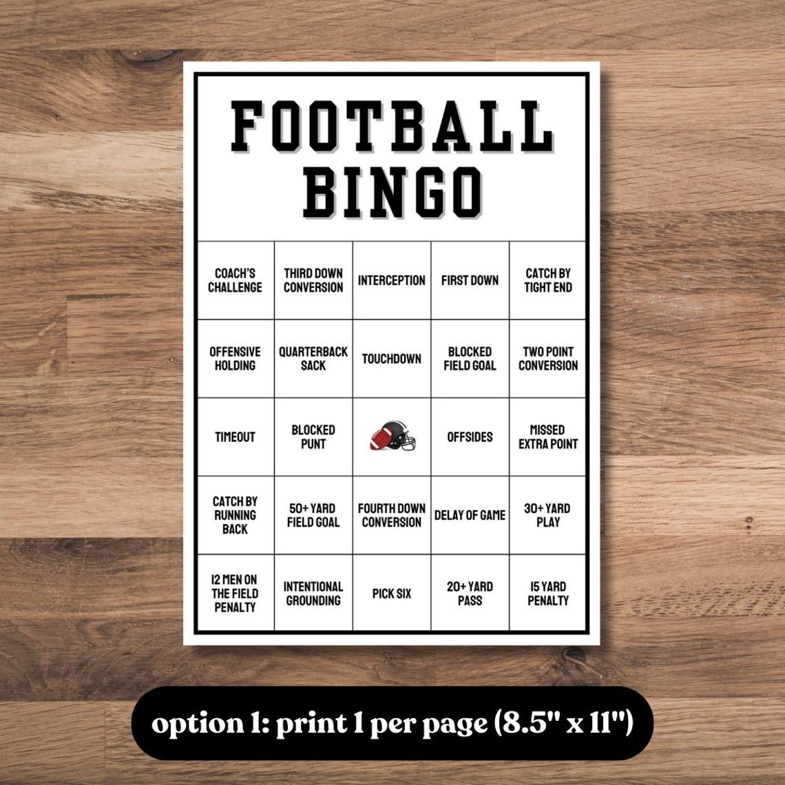 Football Bingo, 30 Unique Printable Football Bingo Cards, Football ...