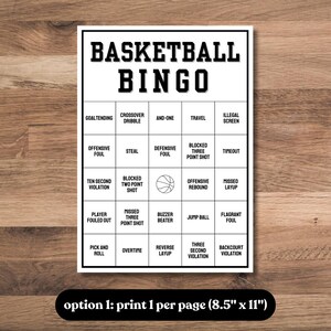 Basketball Bingo, 30 Unique Printable Basketball Bingo Cards ...