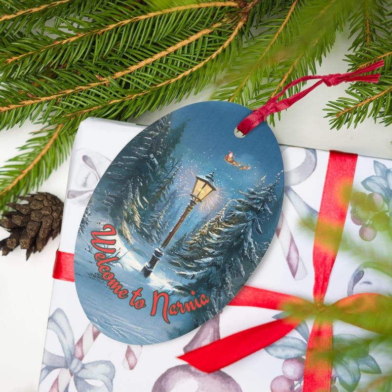 Narnia Ornament, Wood, the Lion, the Witch, and the Wardrobe Ornament ...