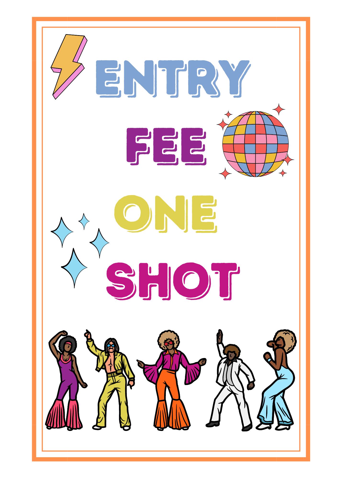 Entry Fee One Shot Sign, Welcome Party Sign, Take a Shot, Entry Fee - Etsy