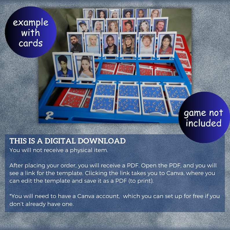 Custom Guess Who Game Template: Canva DIY (PDF Download for Game #1191 ...