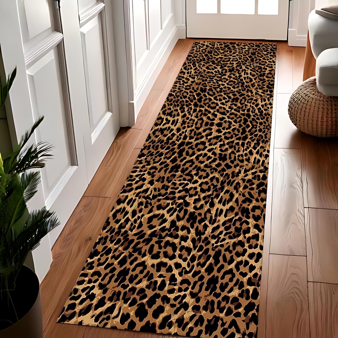 Vintage Leopard Runner Rug, Leopard Rug, Leopard Skin Rug, Non Slip Rug ...