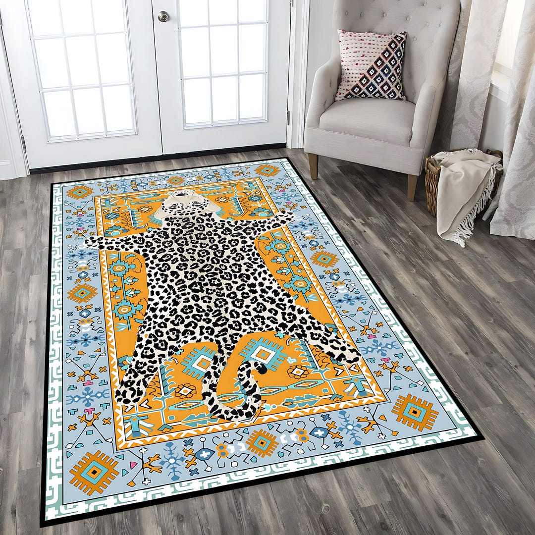Vintage Leopard Rug, Vintage Design Leopard Rug, Leopard Skin Rug ...