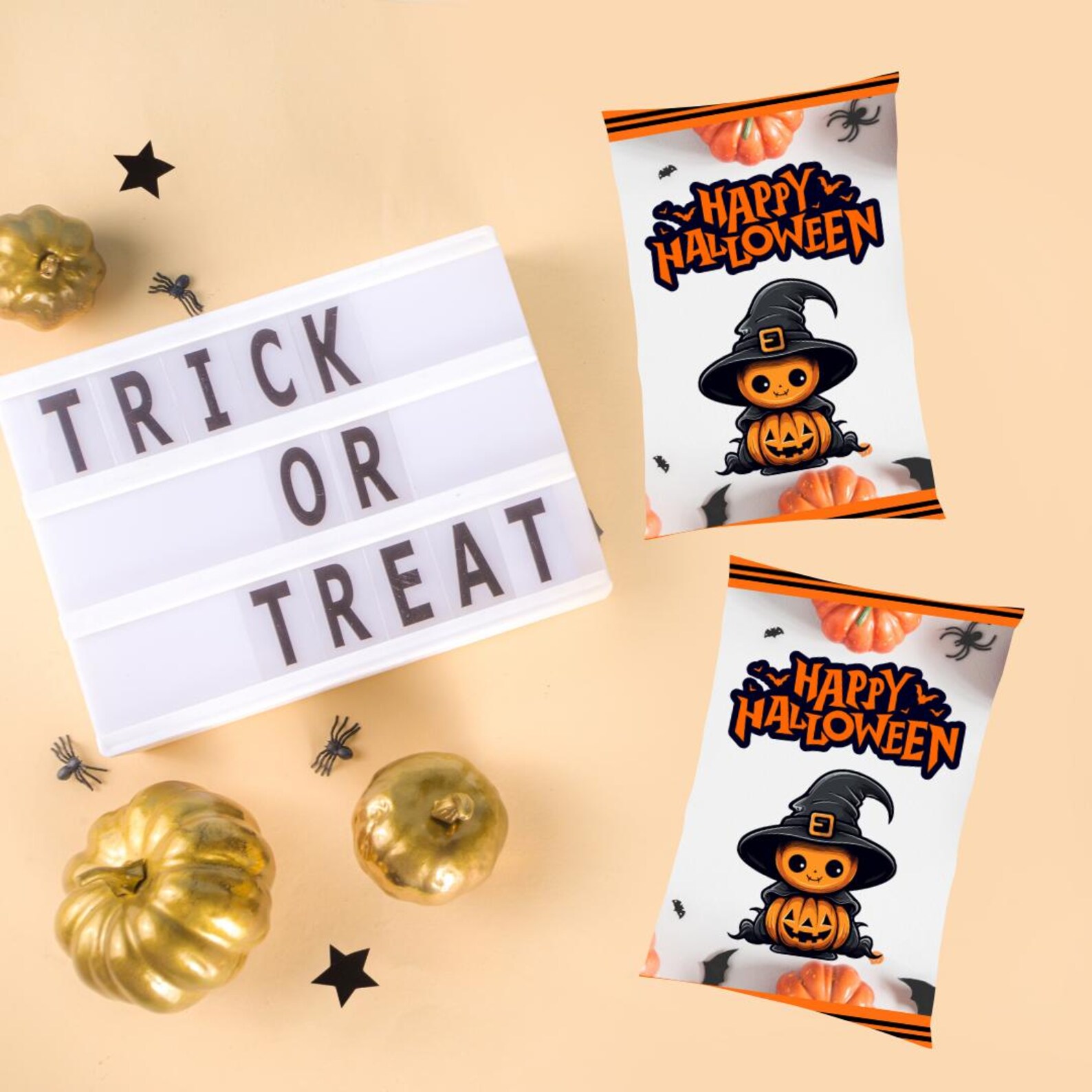 Halloween Chip Bag Template, Trick or Treat Bag, Trick or Treat Chip ...