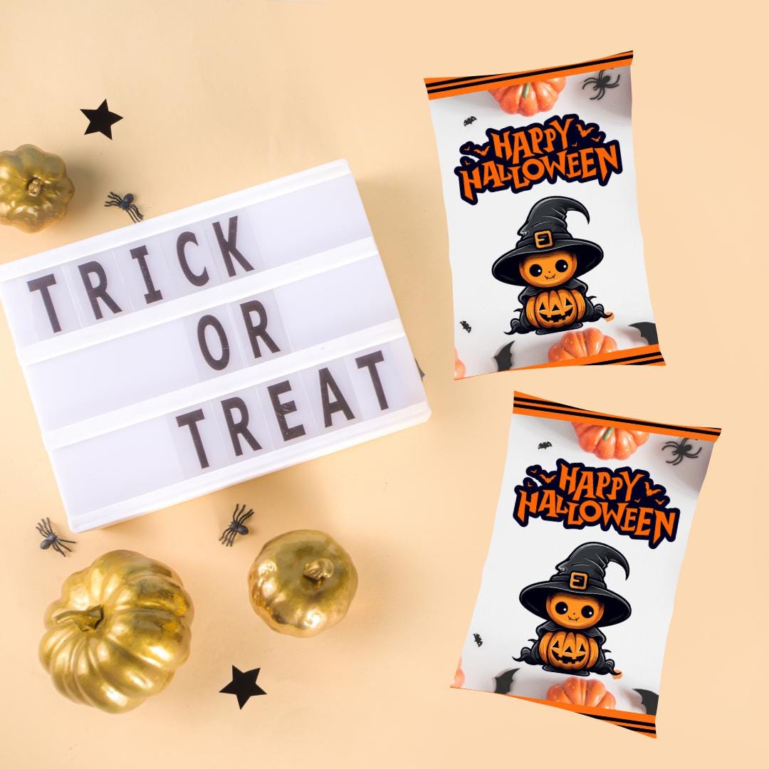 Halloween Chip Bag Template, Trick or Treat Bag, Trick or Treat Chip ...