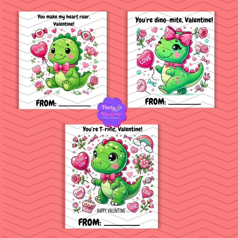 Dinosaur Valentine Cards, Dino Valentines Cards for Kids, Dino Love ...