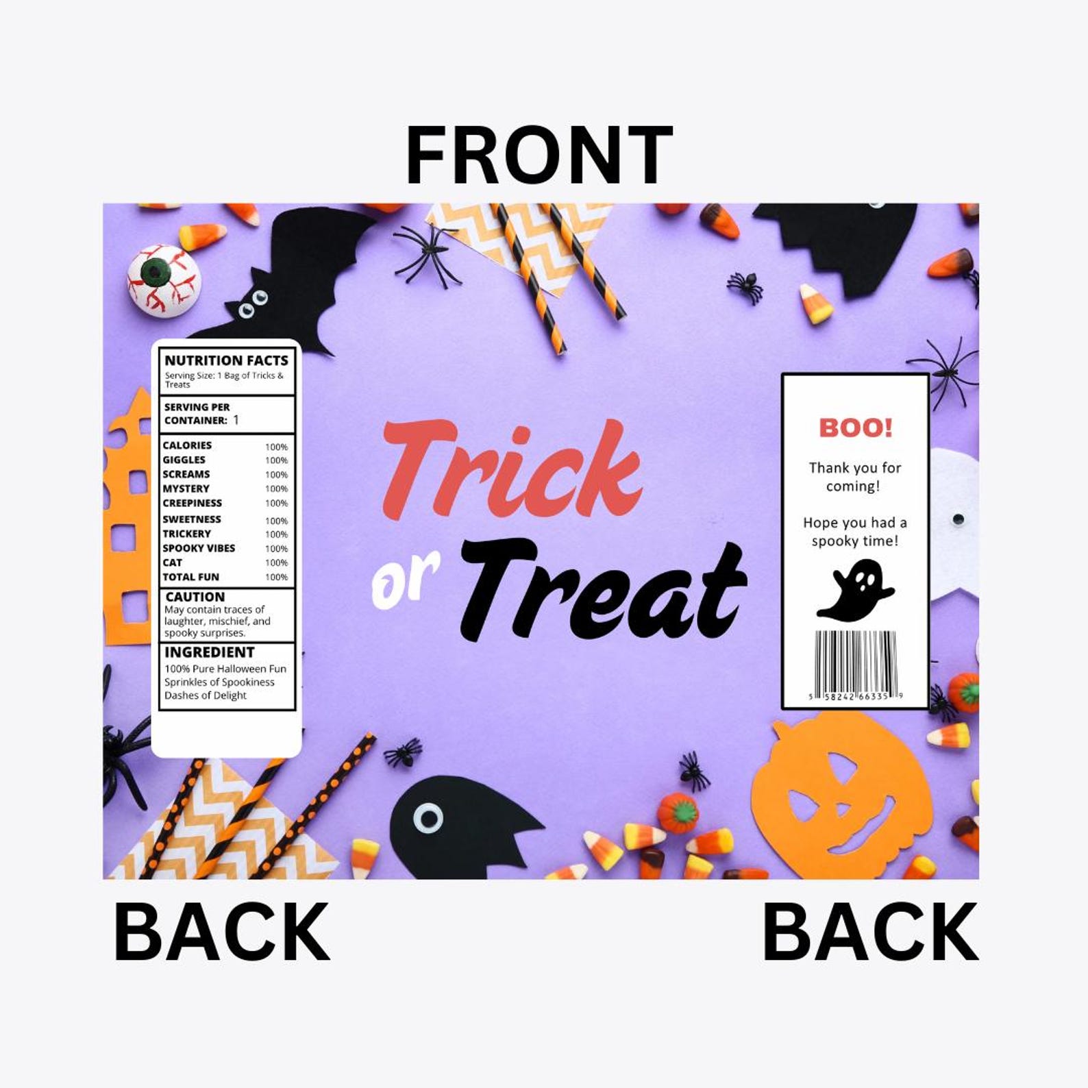 Halloween Chip Bag Template, Trick or Treat Bag, Trick or Treat Chip ...
