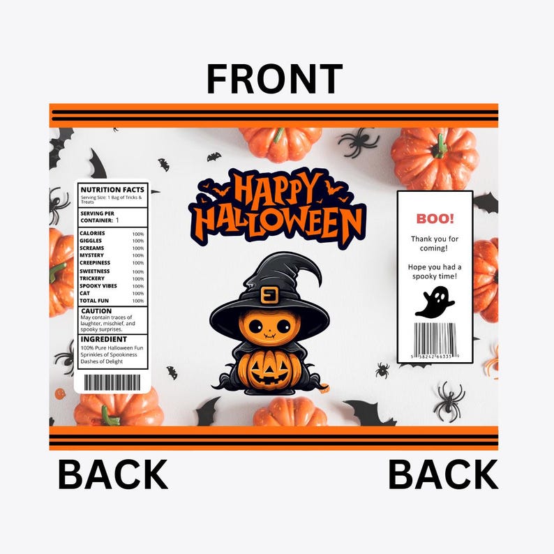 Halloween Chip Bag Template, Trick or Treat Bag, Trick or Treat Chip ...