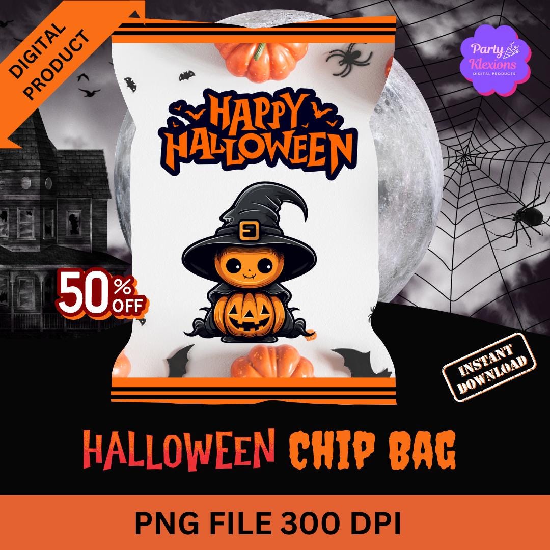 Halloween Chip Bag Template, Trick or Treat Bag, Trick or Treat Chip ...