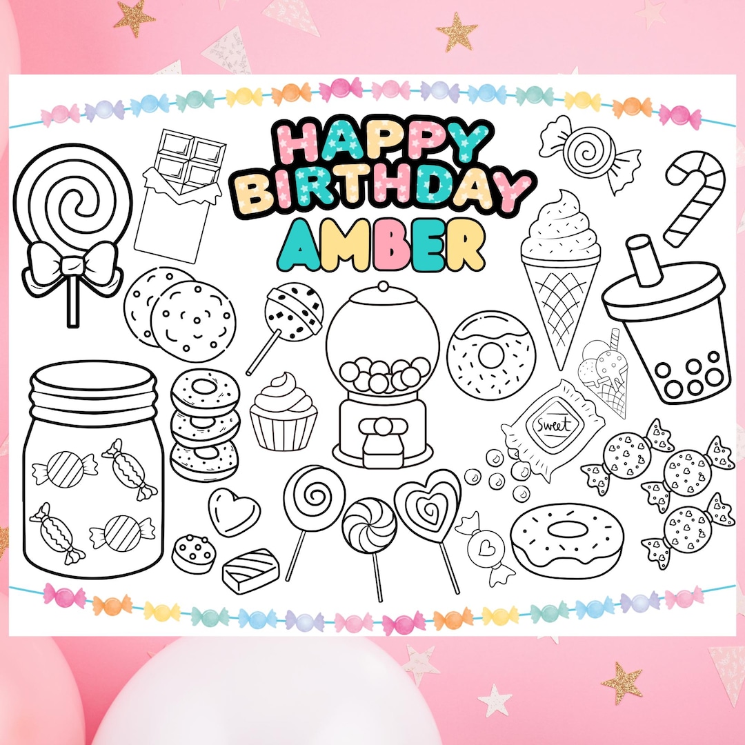 Candyland Birthday Party, Candy Land Party Favors, Placemat Coloring ...