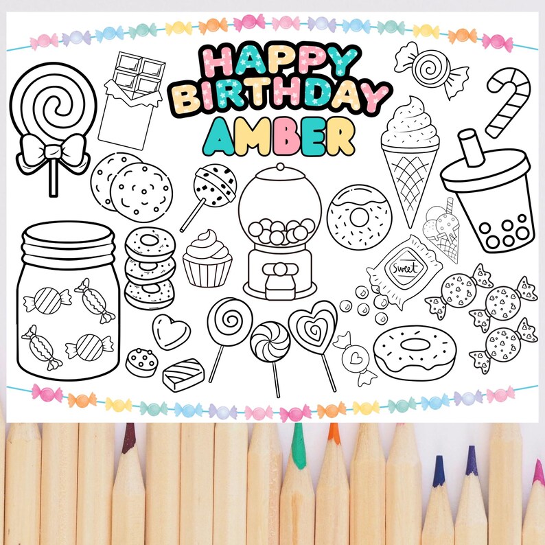 Candyland Birthday Party, Candy Land Party Favors, Placemat Coloring ...