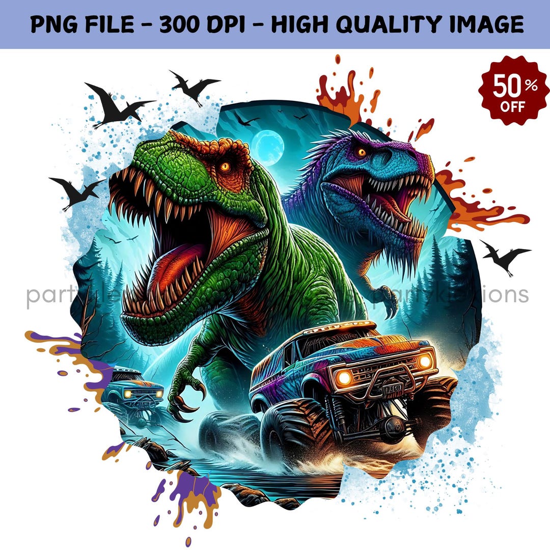 Dinosaur Monster Truck PNG: Kids Birthday Clipart (digital Download) - Etsy