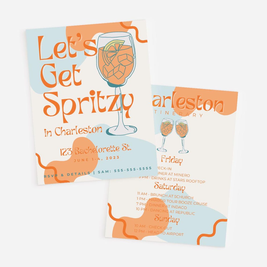 Feeling Spritzy Bachelorette Invitation and Itinerary Canva Template - Etsy