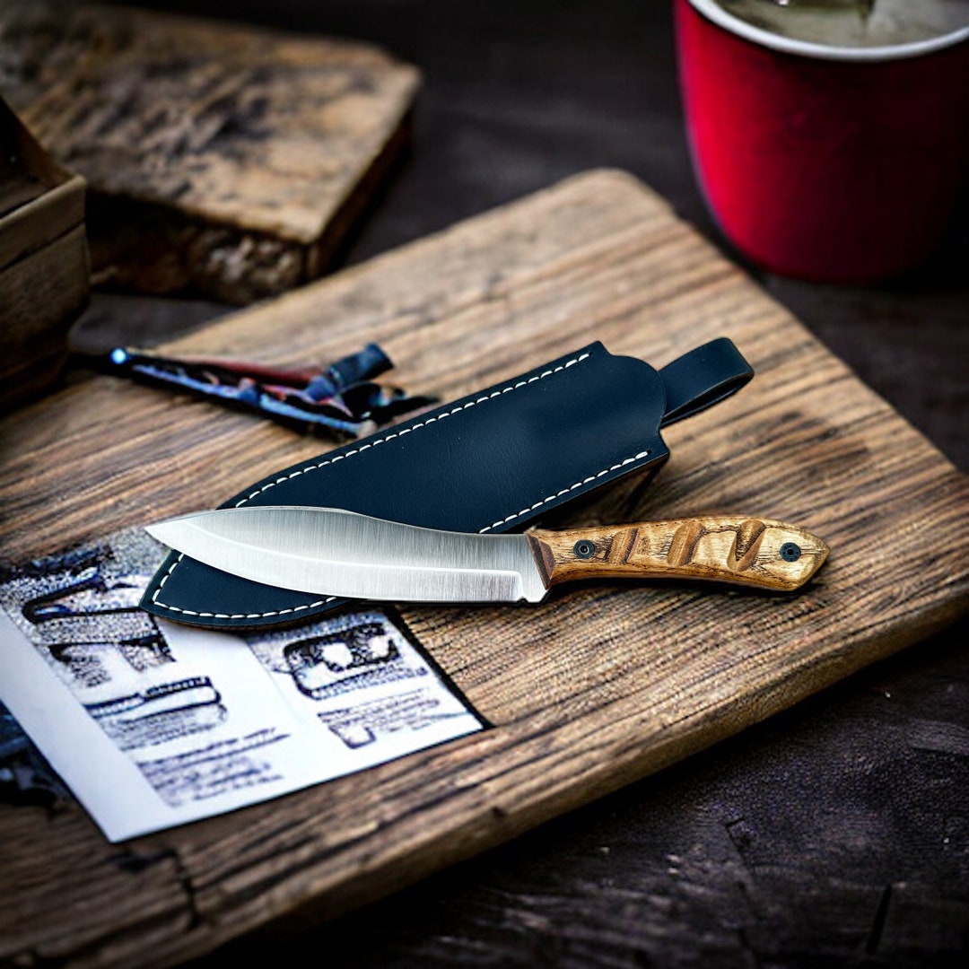 Handmade Canadian Bushcraft Knife: Walnut Handle, Leather Sheath 3 Mm ...