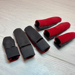Men's Red Leather Finger Protectors: Wood Carving Thimble, 6 Piece Set ...