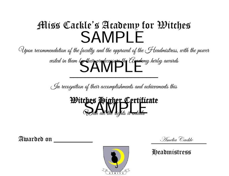 The Worst Witch Miss Cackle's Academy Diploma (DOWNLOAD) - Etsy
