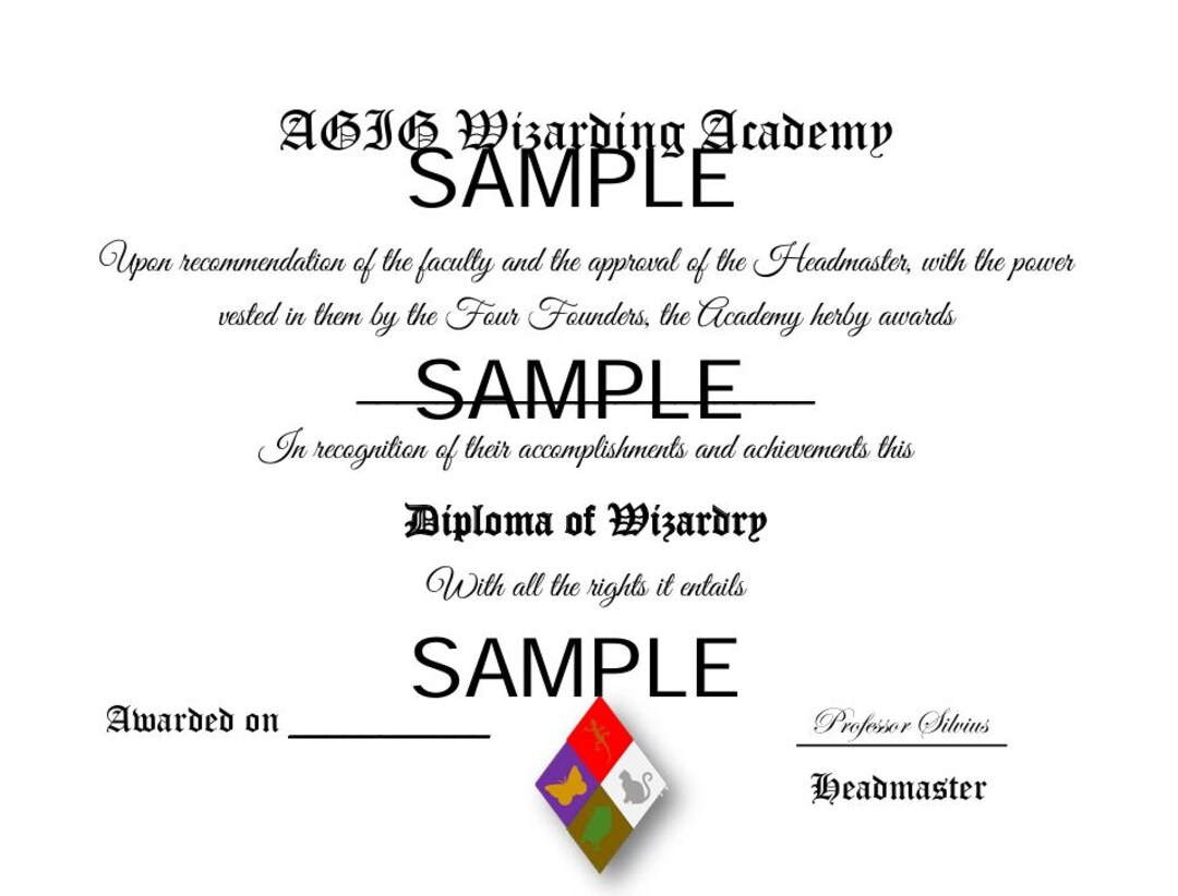 AGIG Wizarding Academy Diploma of Magic - Etsy