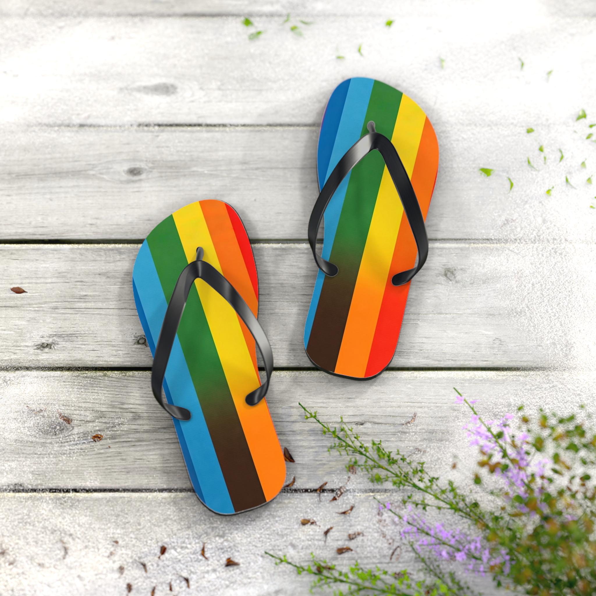 Gay Pride Flip Flops Rainbow Pattern Exclusive Design - Multiple Sizes ...