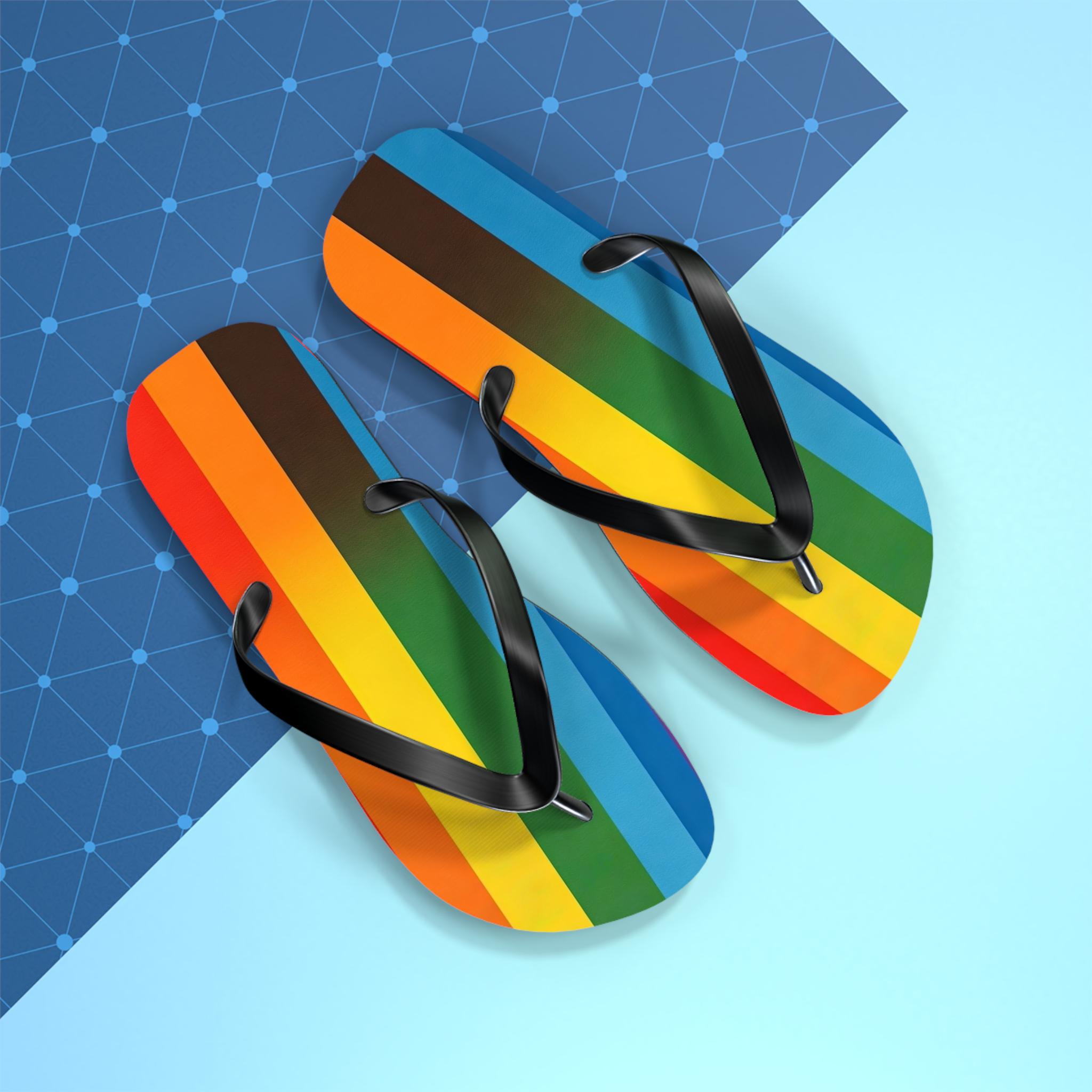 Gay Pride Flip Flops Rainbow Pattern Exclusive Design - Multiple Sizes ...