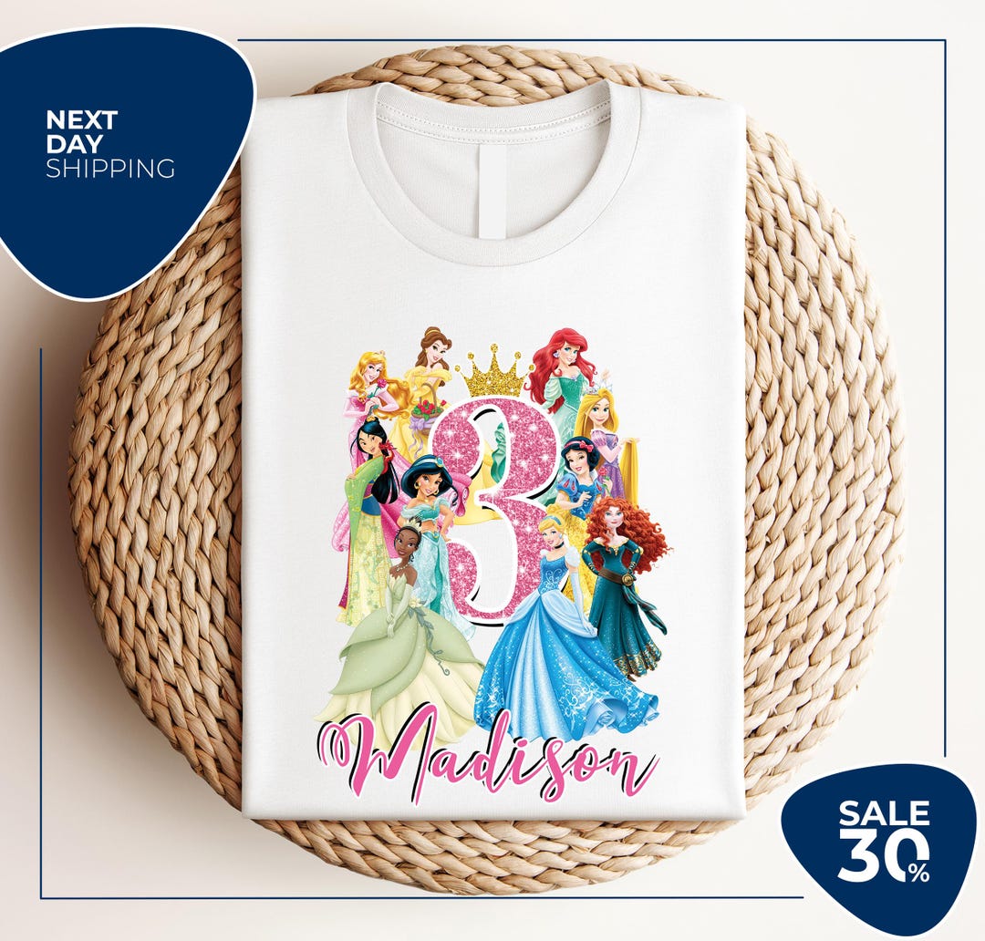 Princess Birthday T Shirt | Princess Party Shirt | Girls Birthday Shirt | Personalized Shirt ...