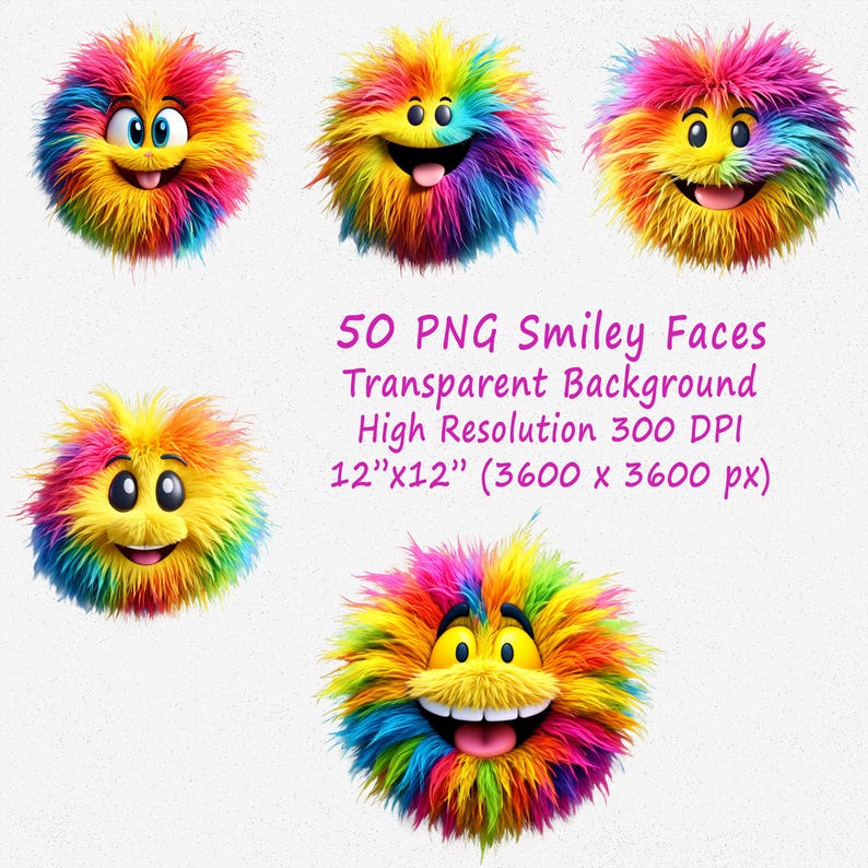 Colorful Smiley Face Emoji PNG - Happy Face Emotion Clipart & Stickers ...