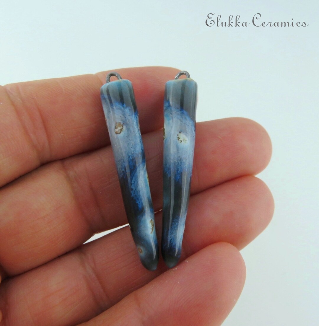 A Pair of Ocean Blue Spikes in Porcelain by Elukka - Etsy