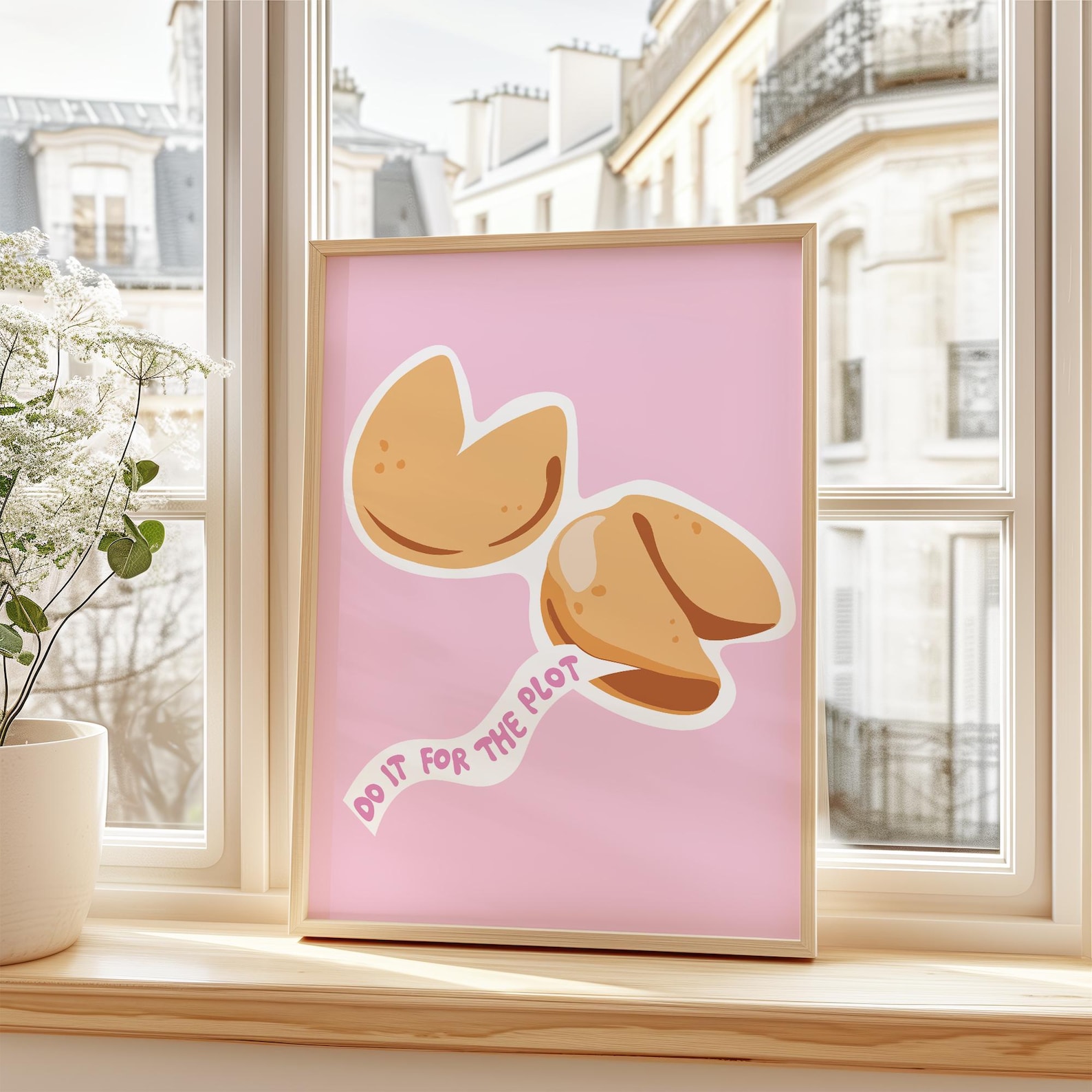 Fortune Cookie Pink Do It for the Plot Art Print Retro Kitchen Cute ...