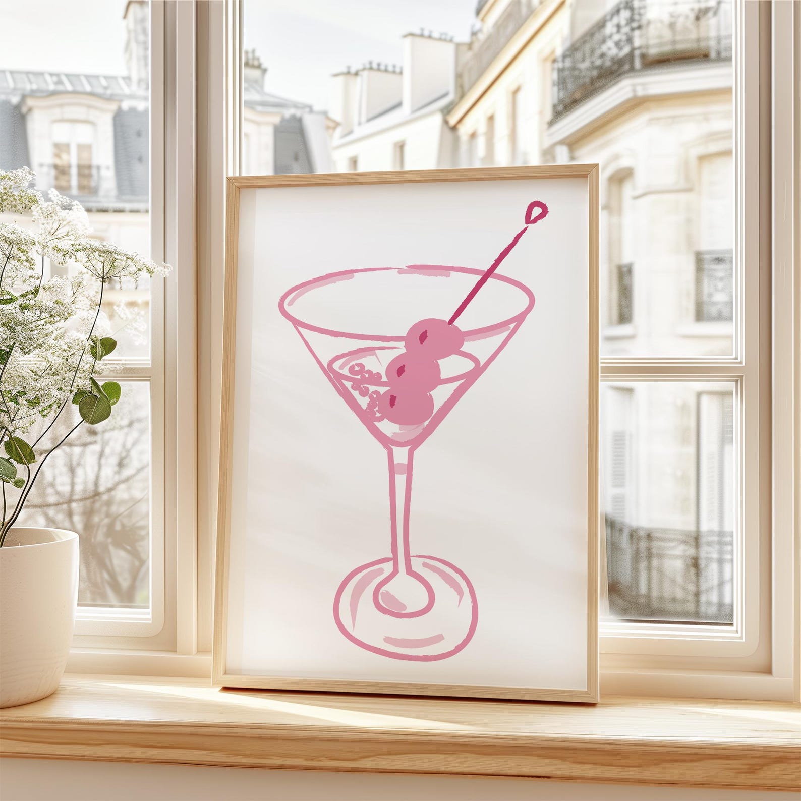 Pink Martini Cocktail Wall Art Print Bar Cart Poster Pink Trendy Dorm ...
