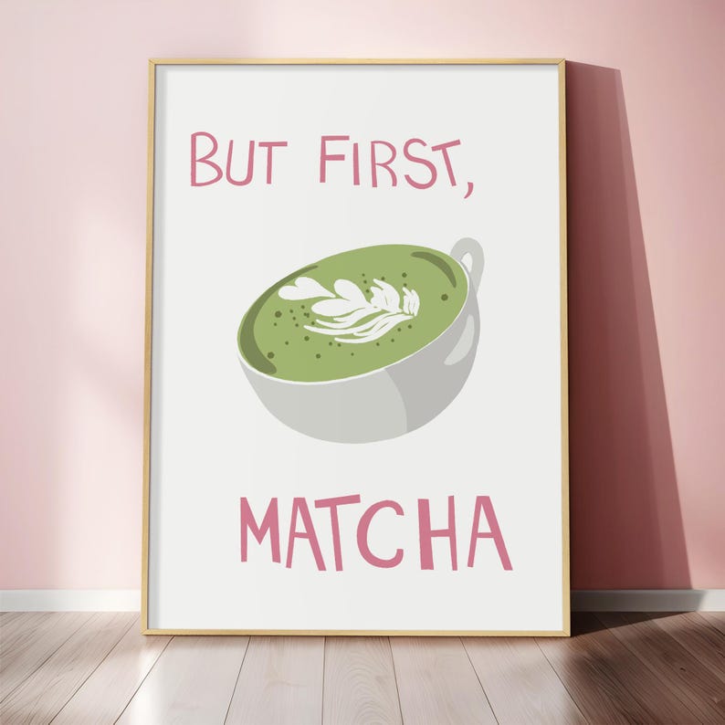 Matcha Latte Kitchen Wall Art Print, Cute Trendy Green Tea Poster ...