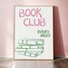 Book Club Pink Green Print Digital Download Cute Trendy Book Lover ...