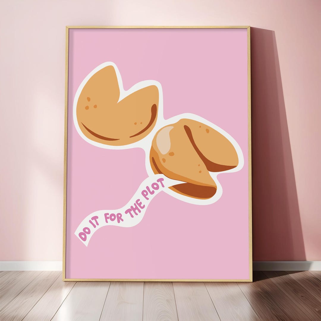 Fortune Cookie Pink Do It for the Plot Art Print Retro Kitchen Cute ...