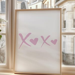 XOXO Wall Art Print, Cute Printable Poster, Soft Pink Trendy Dorm Print ...