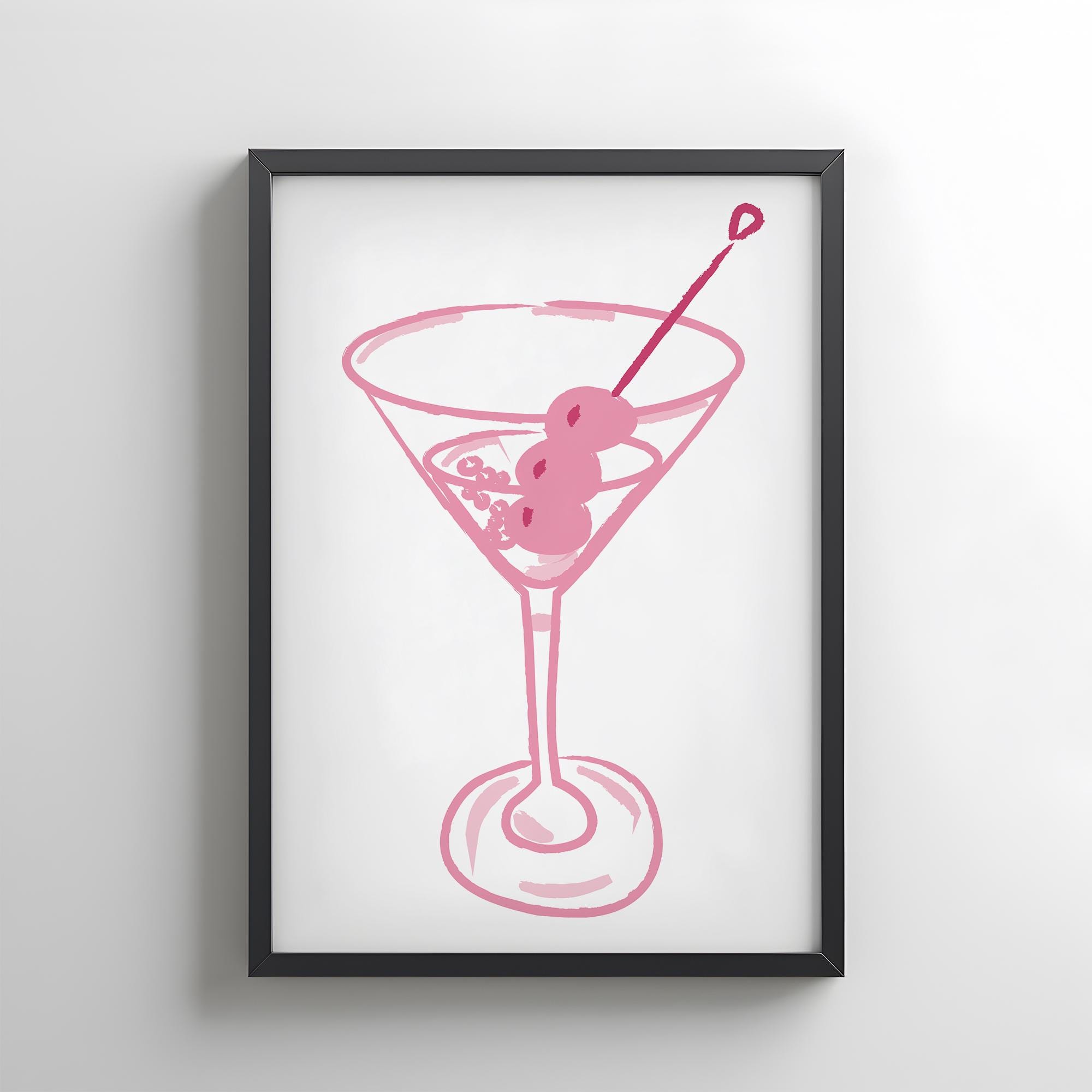 Pink Martini Cocktail Wall Art Print Bar Cart Poster Pink Trendy Dorm ...